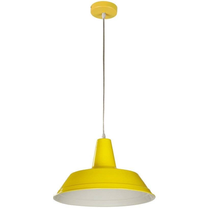 Divo Industrial Steel Pendant Light, Yellow – Dubbo Lighting Centre