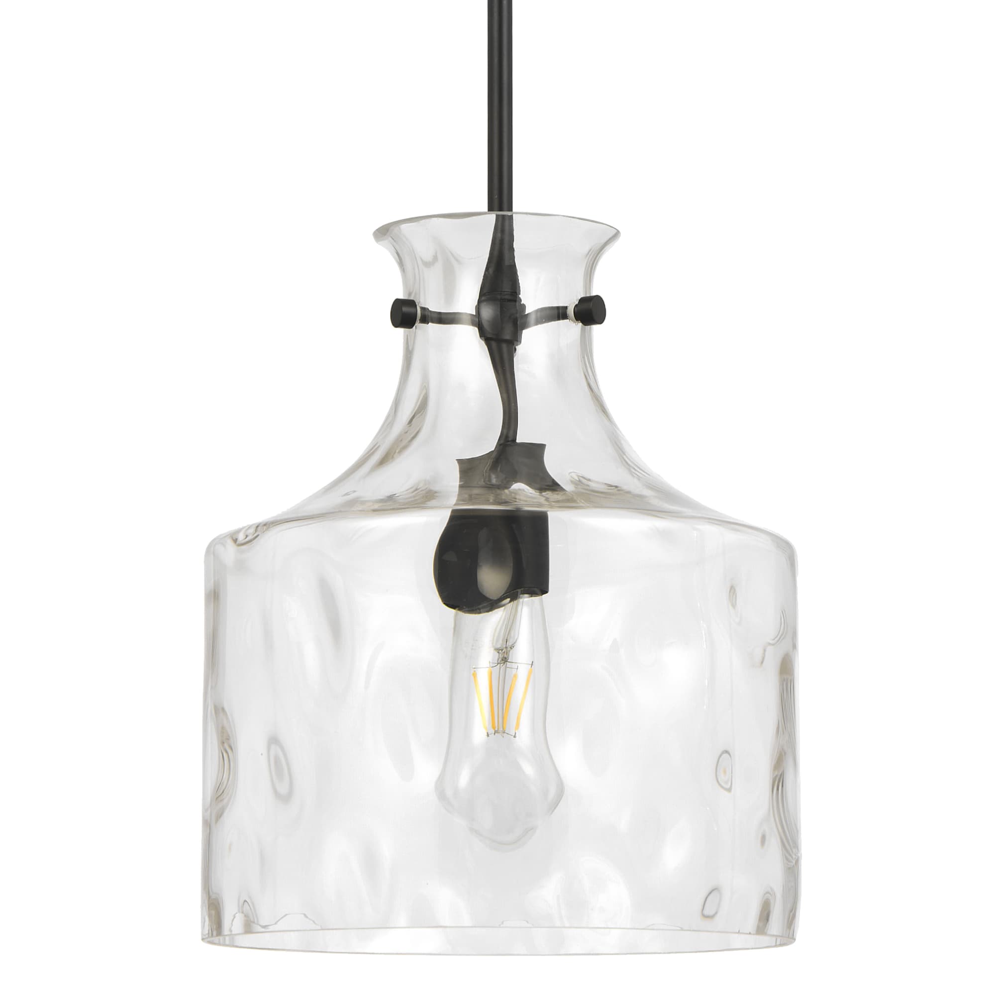 Telbix Perron Modern Glass Pendant with Dimpled Decanter-Inspired Shad ...